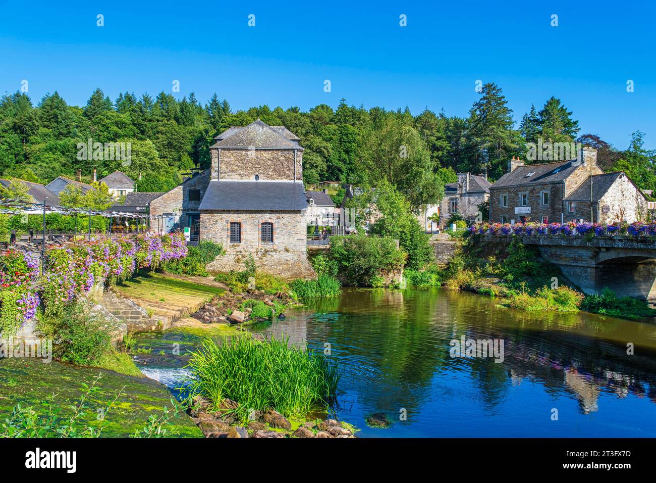 France, Morbihan, La Gacilly, Maison Yves Rocher on the banks of the ...