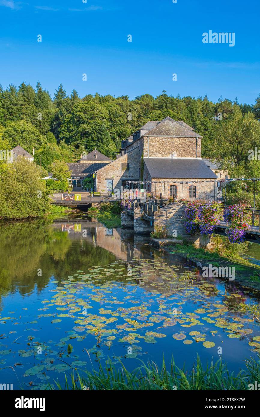 France, Morbihan, La Gacilly, Maison Yves Rocher on the banks of the ...