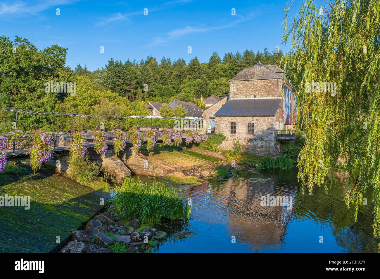 France, Morbihan, La Gacilly, Maison Yves Rocher on the banks of the ...