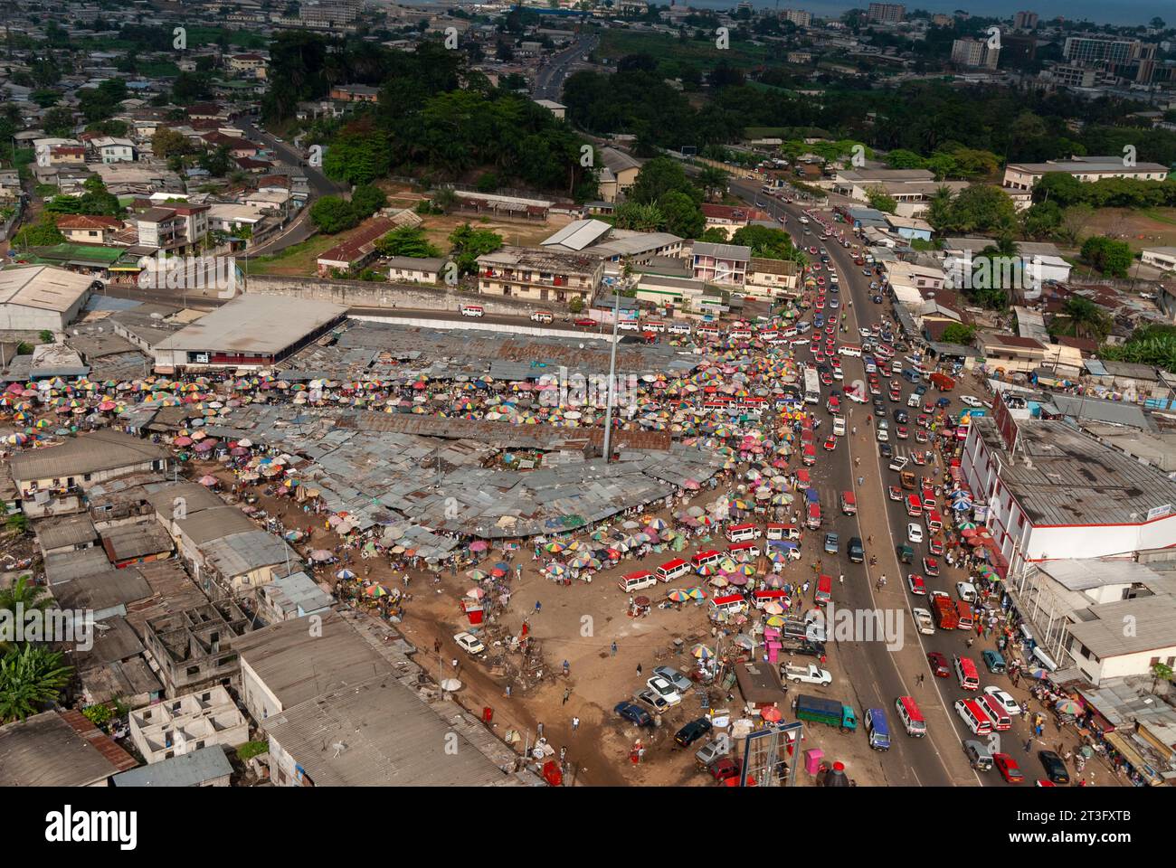 Gabon, Libreville, Mont-Bouet market (aerial view Stock Photo - Alamy