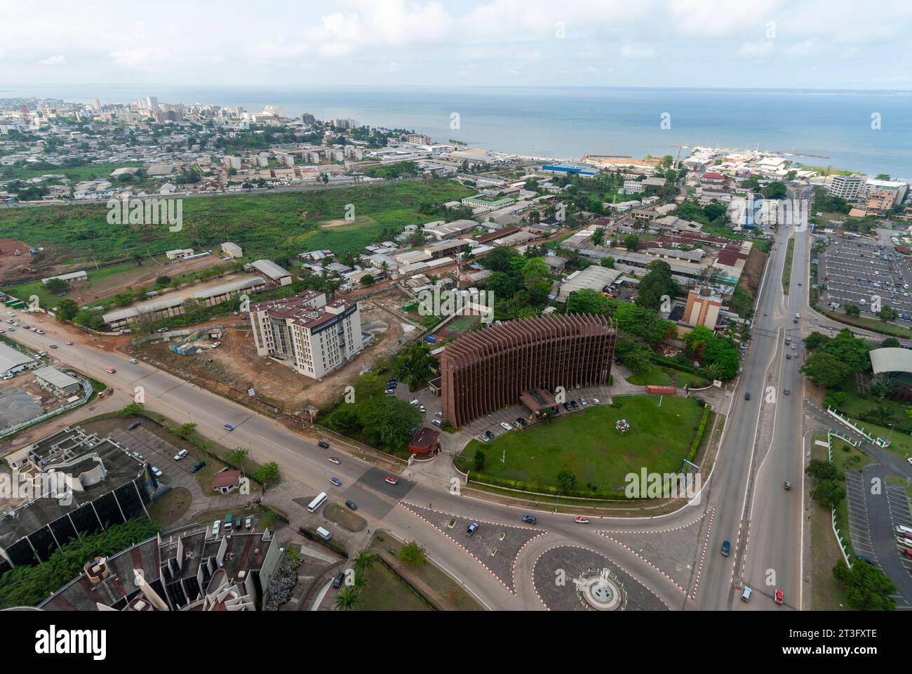 Gabon, Libreville, Ministry of gaz, Charcoal and Mines (aerial view ...