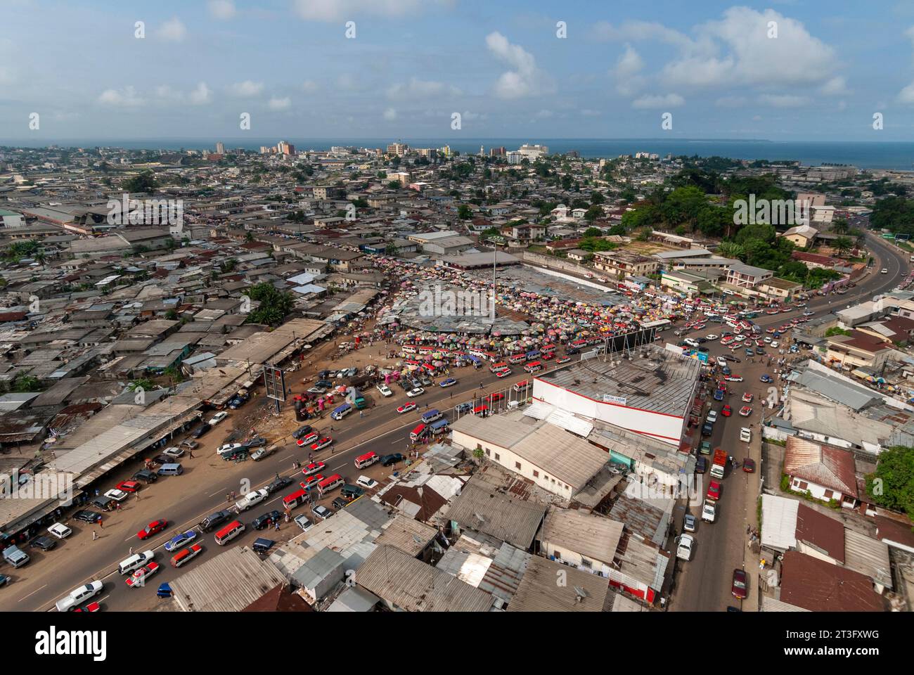Gabon, Libreville, Mont-Bouet market (aerial view Stock Photo - Alamy