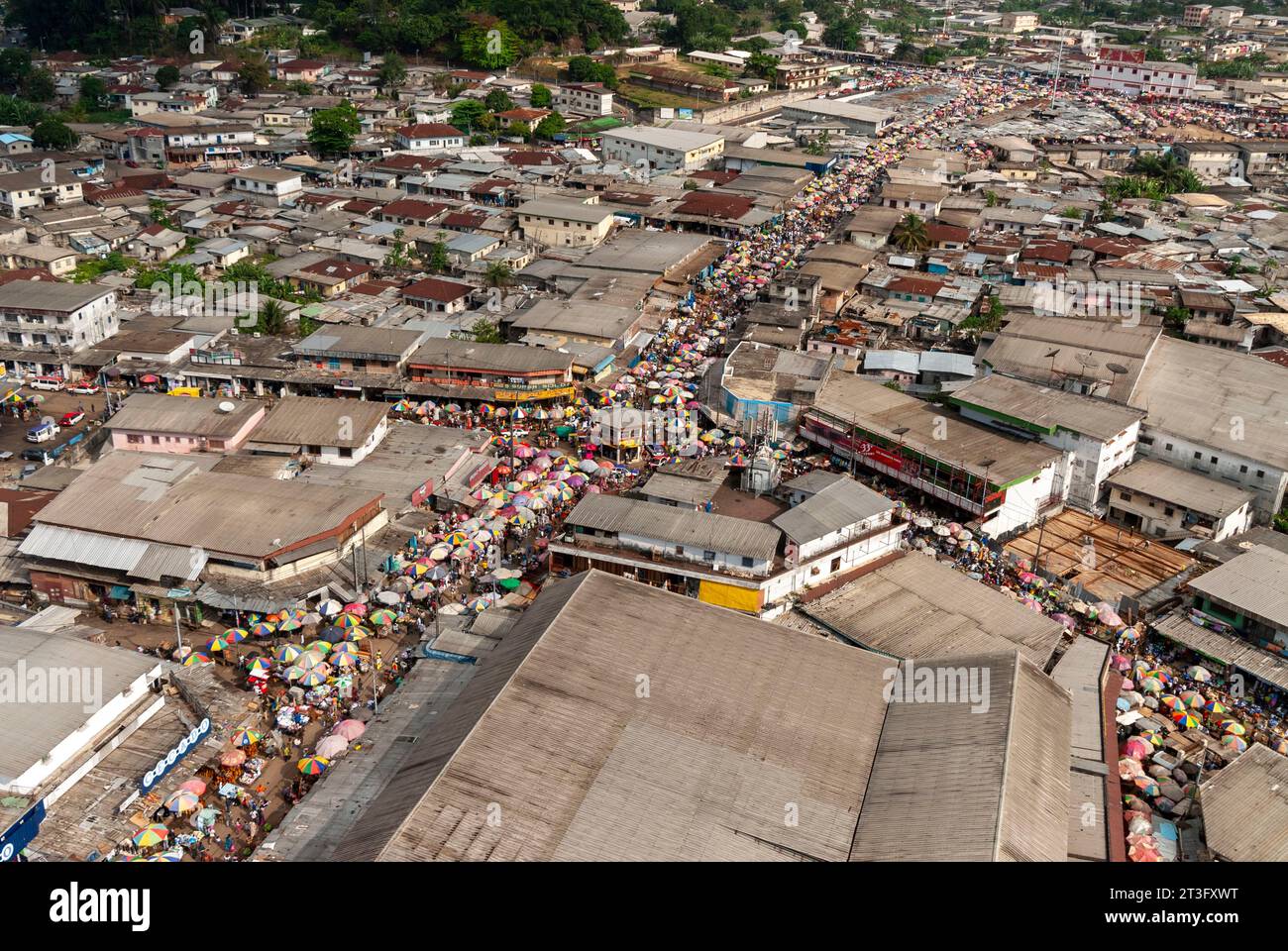 Gabon, Libreville, Mont-Bouet market (aerial view Stock Photo - Alamy