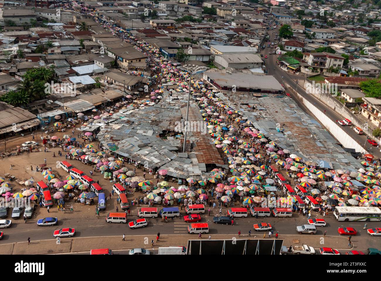 Gabon, Libreville, Mont-Bouet market (aerial view Stock Photo - Alamy