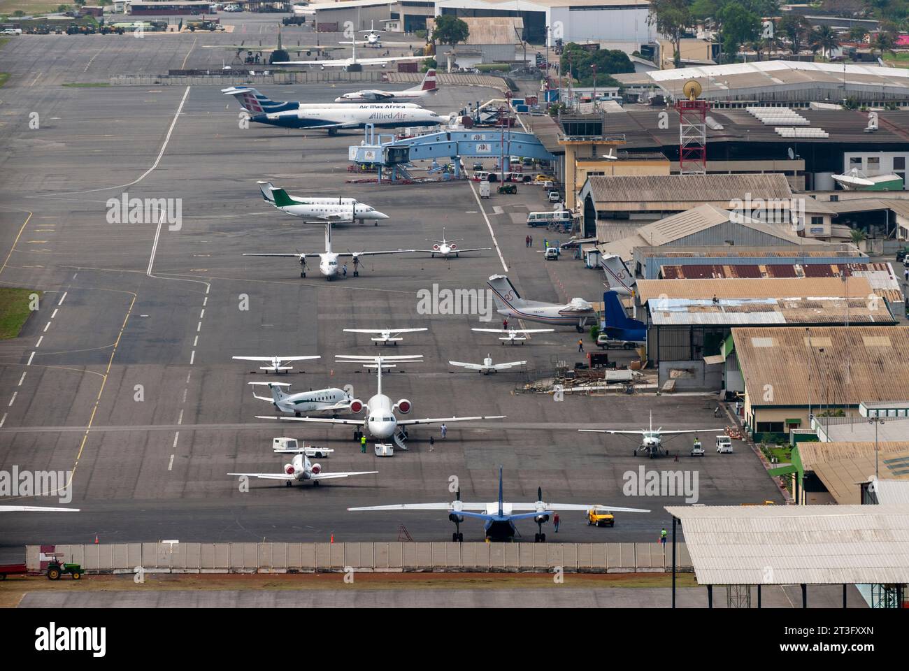 Gabon, Libreville, Libreville Airport Leon Mba (aerial view Stock Photo ...