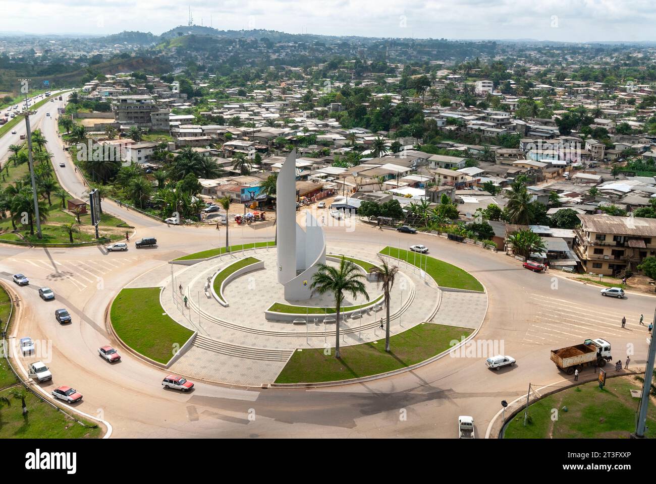 Gabon, Libreville, Derriere Prison District, Monument for Peace (aerial ...