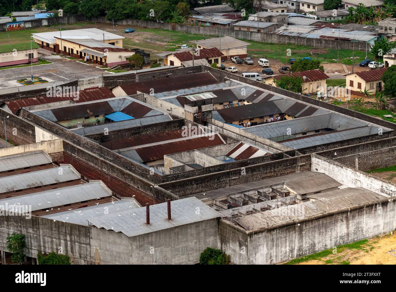 Gabon, Libreville, Louis dsitrict, Central Prison (aerial view Stock ...