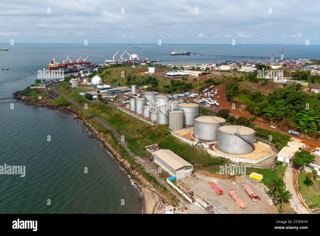 Gabon, Libreville, Estuaire district, commercial port, container ships ...