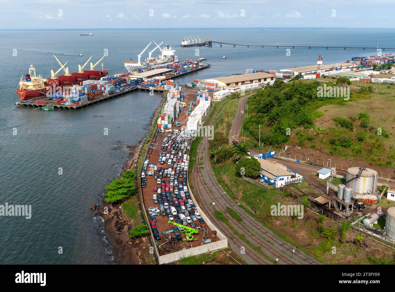 Gabon, Libreville, Estuaire district, commercial port, container ships ...
