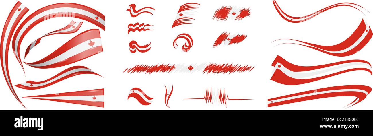 Canada flag set elements, vector illustration on a white background ...