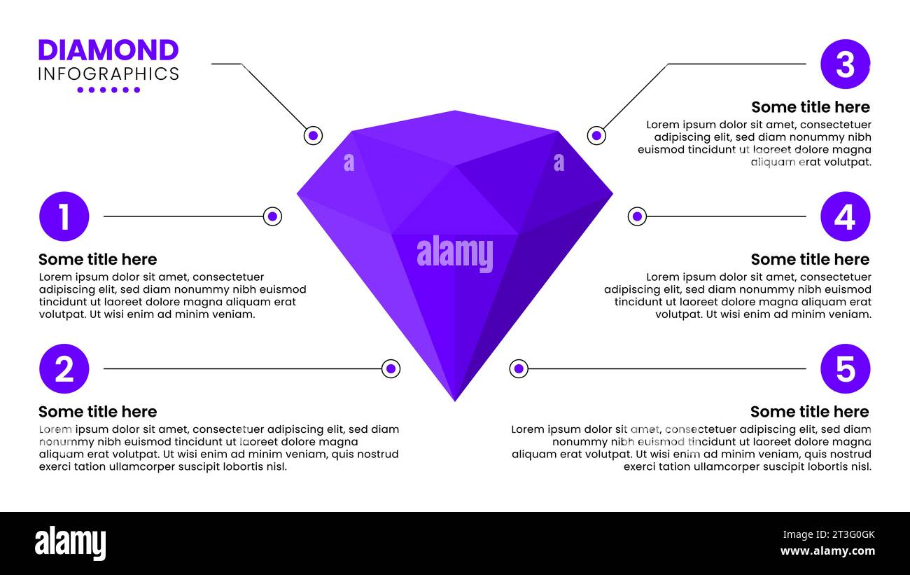 Infographic template with 5 options or steps. Diamond. Can be used for ...