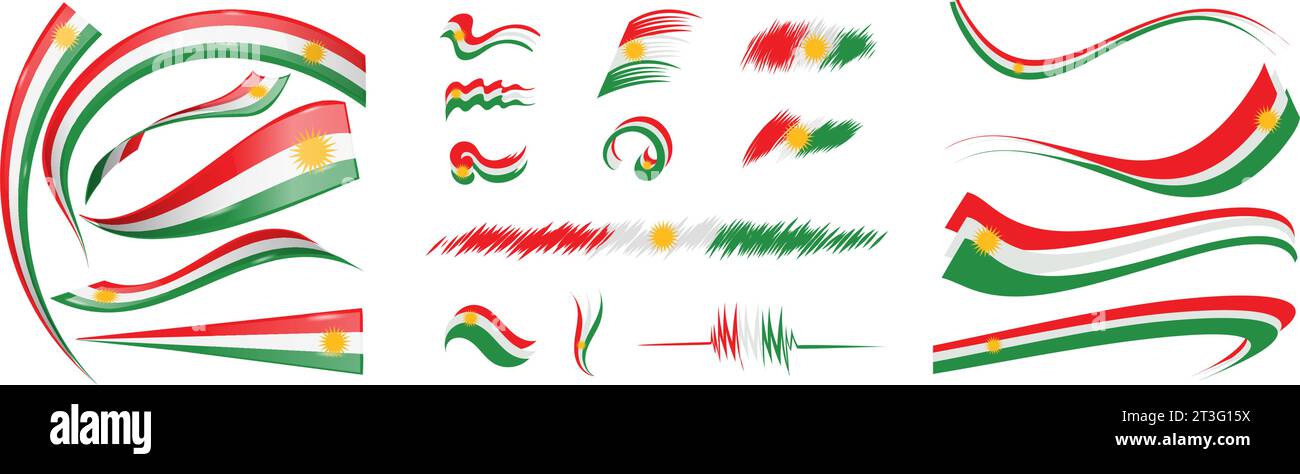 kurdistan flag set elements, vector illustration on a white background ...