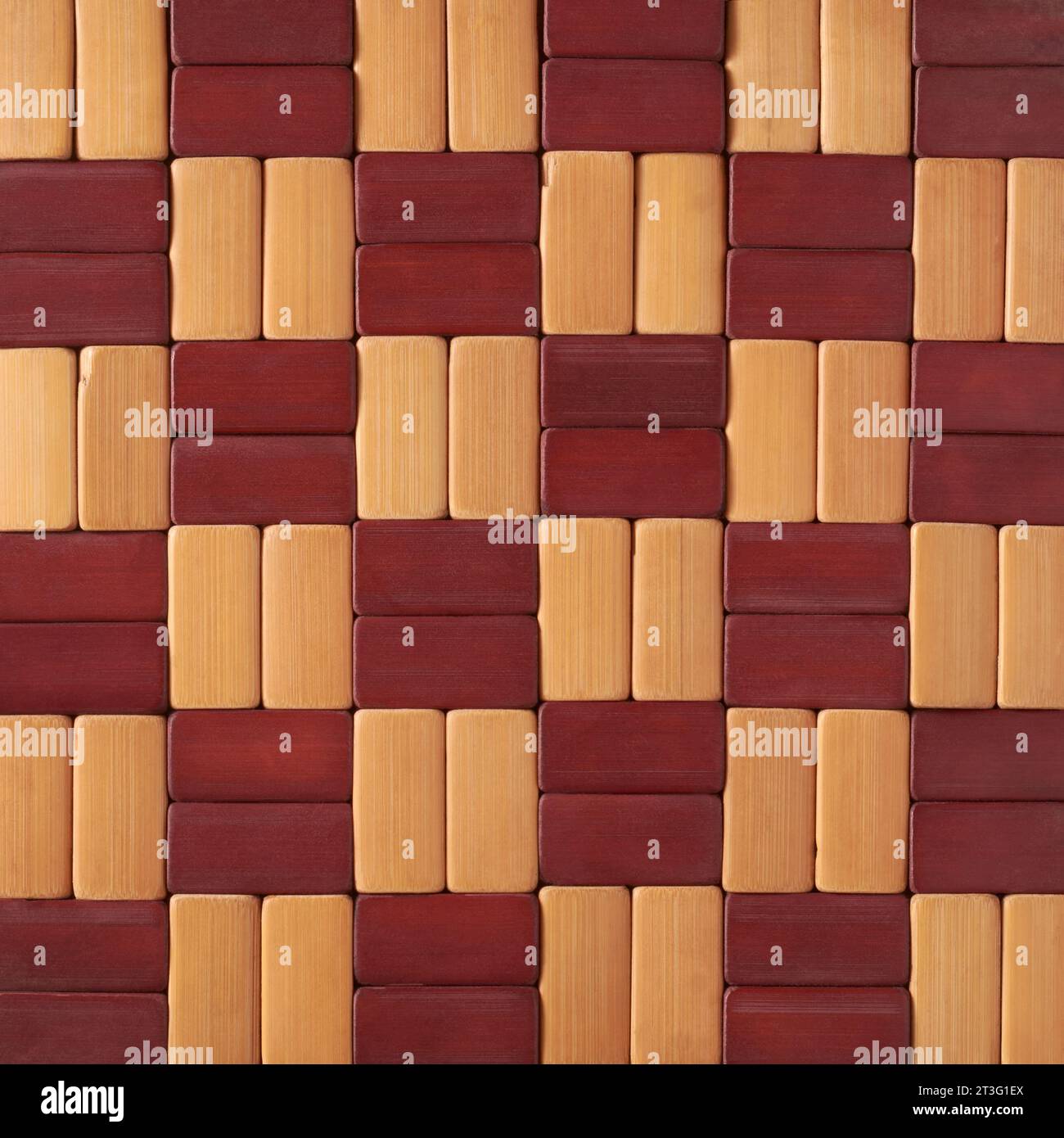 close-up abstract of bamboo wooden table mat or tray, rectangle painted ...