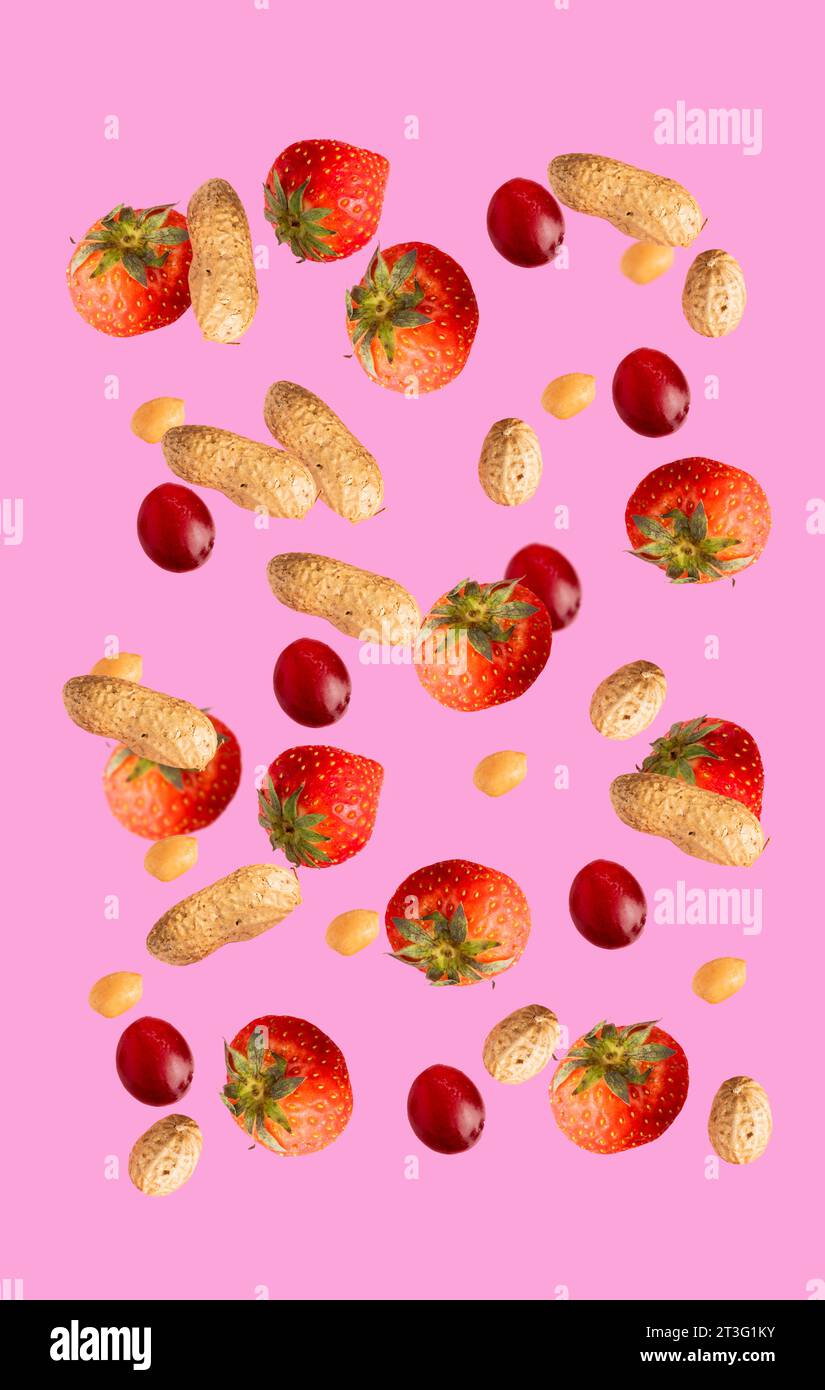 Falling fruit and nuts still life Stock Photo - Alamy