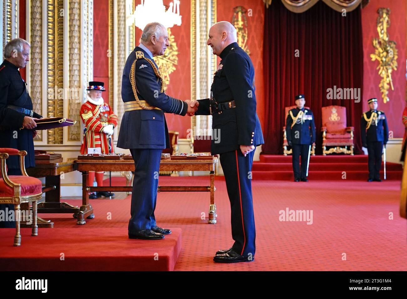 Warrant Officer Class 1 Andrew Stokes, Coldstream Guards, is made an ...