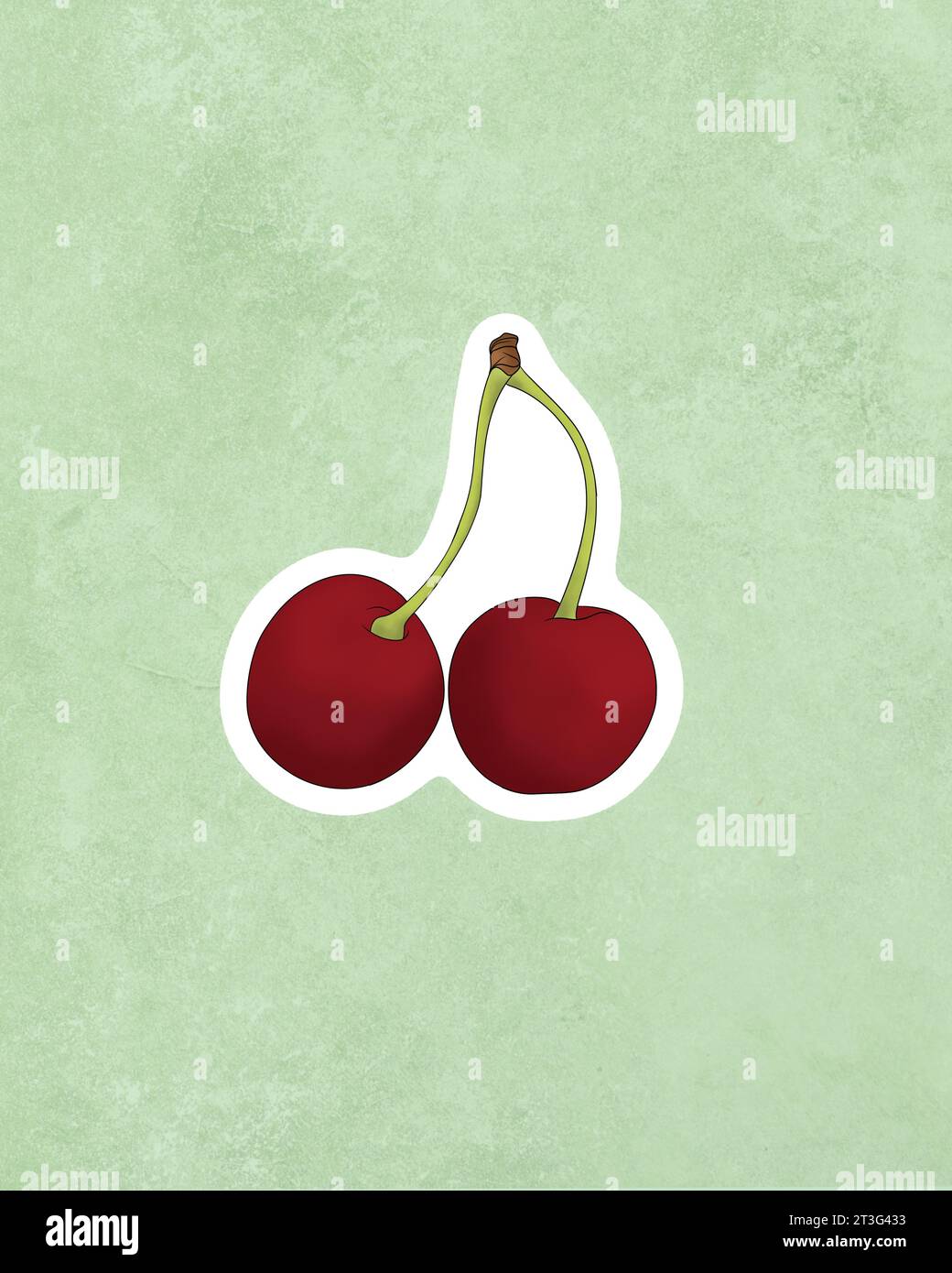 Delicious fresh ripe cherry fruit flat illustration design. Printable ...