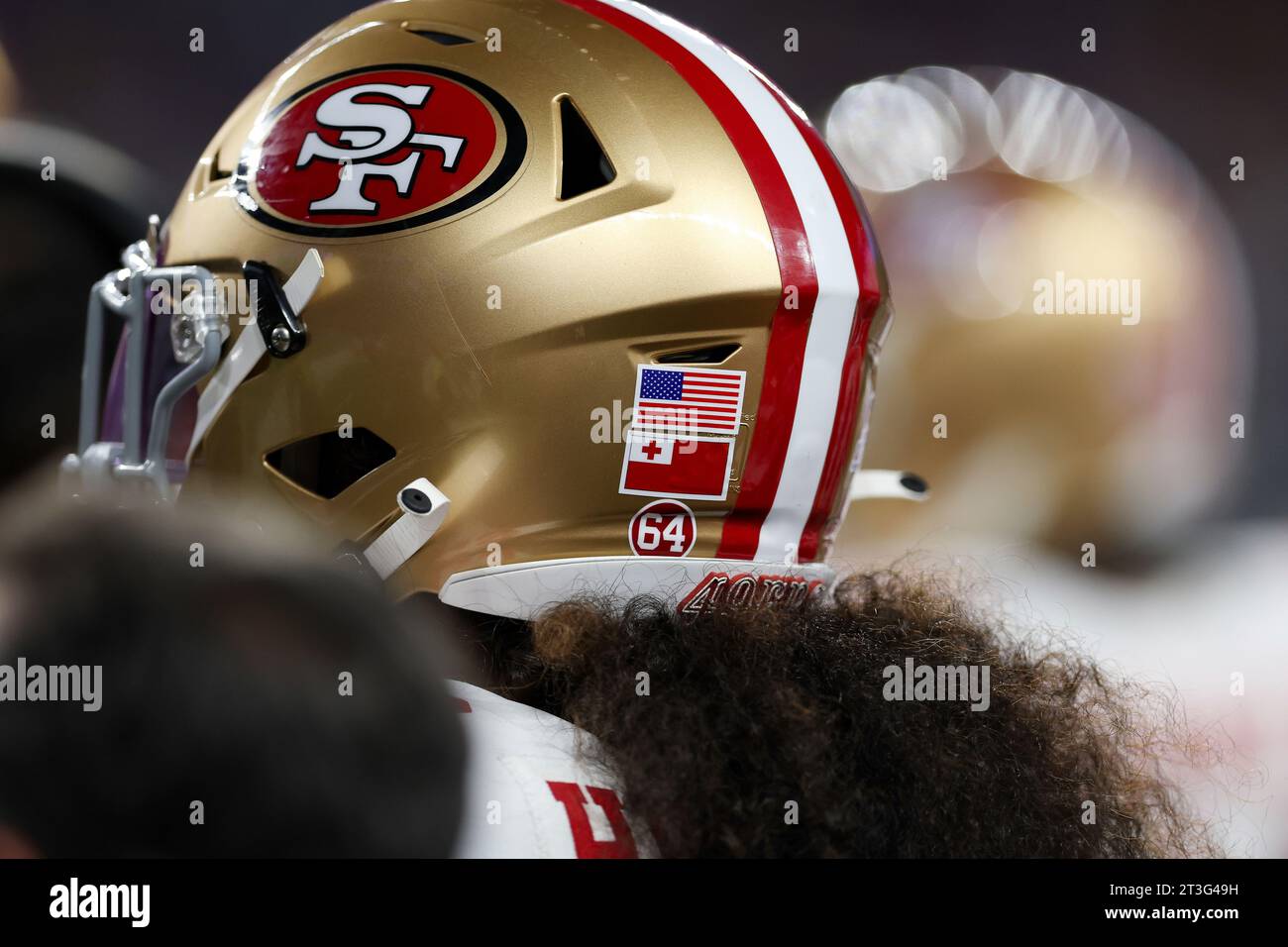 San Francisco 49ers safety Talanoa Hufanga (29) has a dual flag on his ...