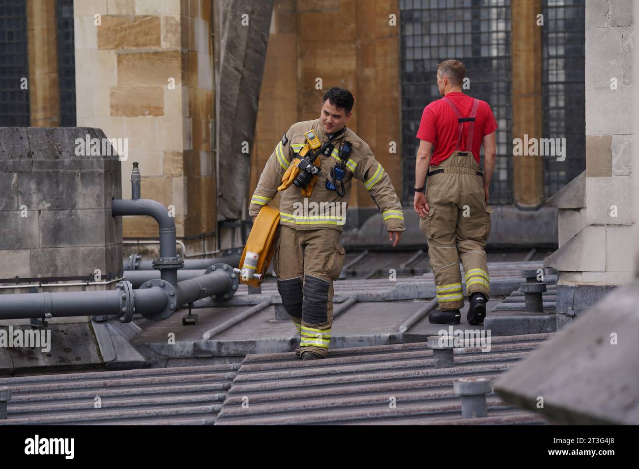 Firefighters from the London Fire Brigade's Lambeth and Soho stations ...