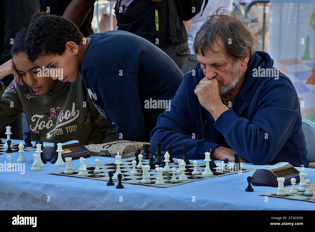Marseille, France. 21st Oct, 2023. Chess fans are seen focused on the ...