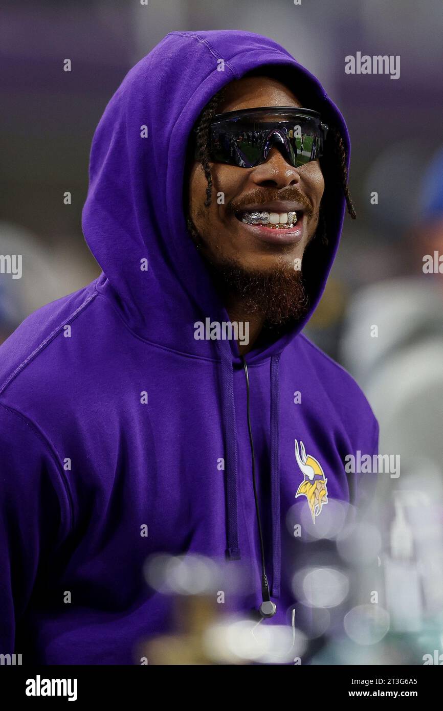 Minnesota Vikings wide receiver Justin Jefferson reacts from the ...