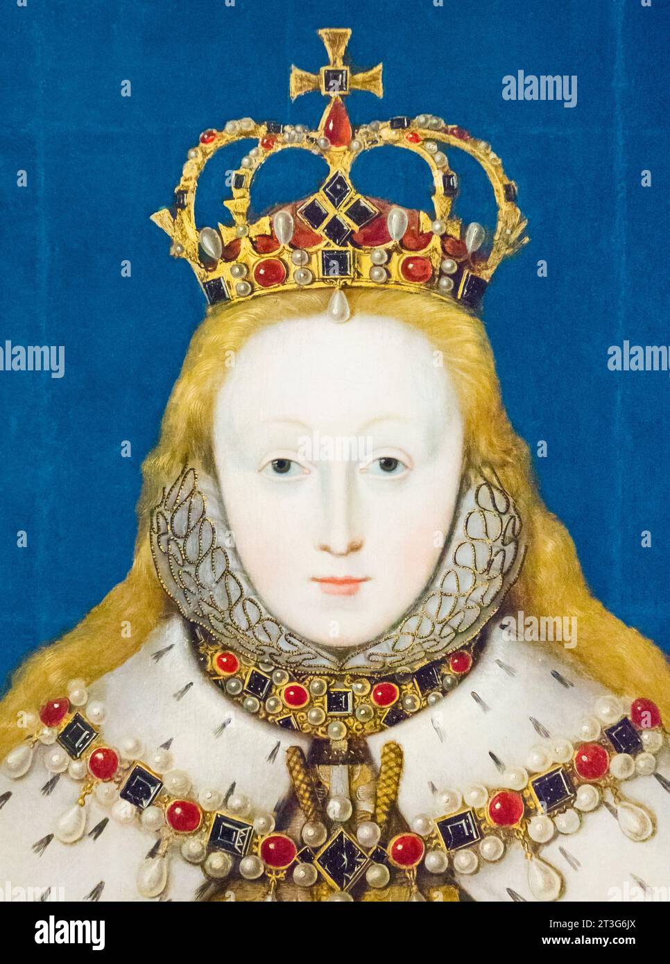 Queen Elizabeth I by unknown English artist, detail Stock Photo - Alamy