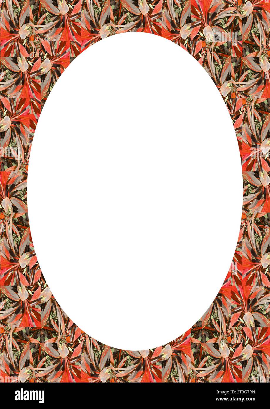 Tropical plants motif random composition pattern in mixed red colors ...