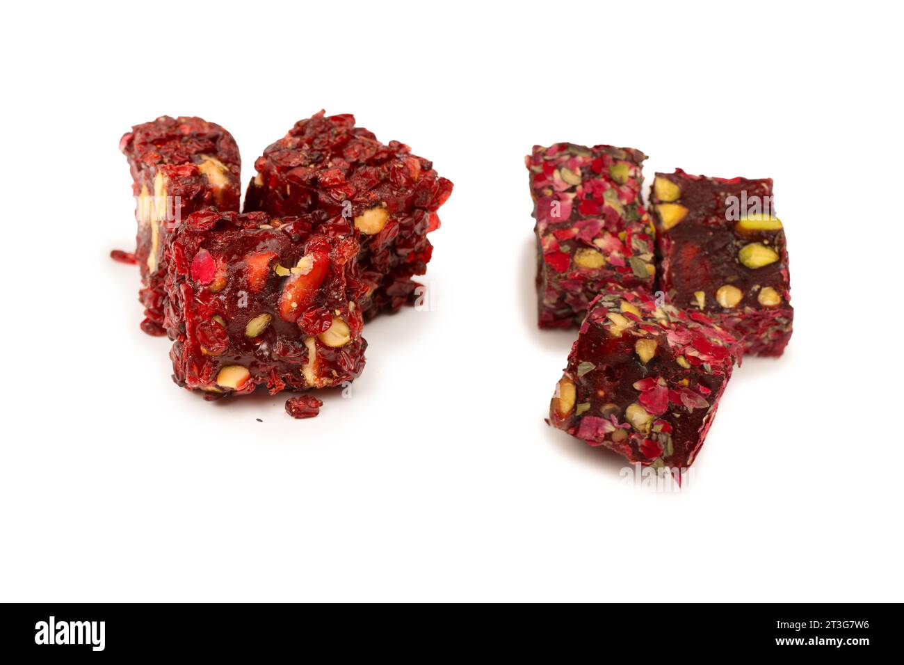 Sweet roll with pomegranate and nuts, turkish sweets. Turkish rahat ...