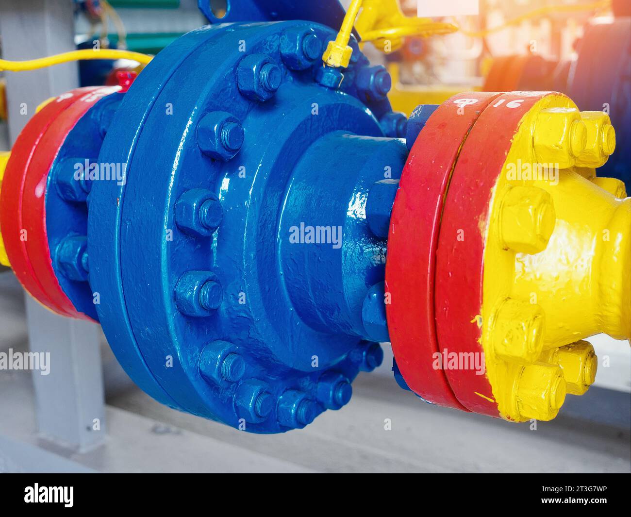 Gas industry pipe connection unit. Bolted connection of pipes for ...