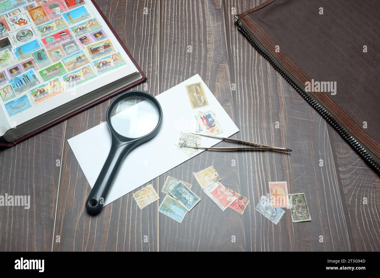 The hobby of stamp collecting Stock Photo - Alamy