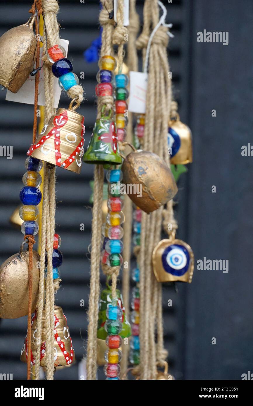 handmade decoration, hanging bells on a rope Stock Photo - Alamy