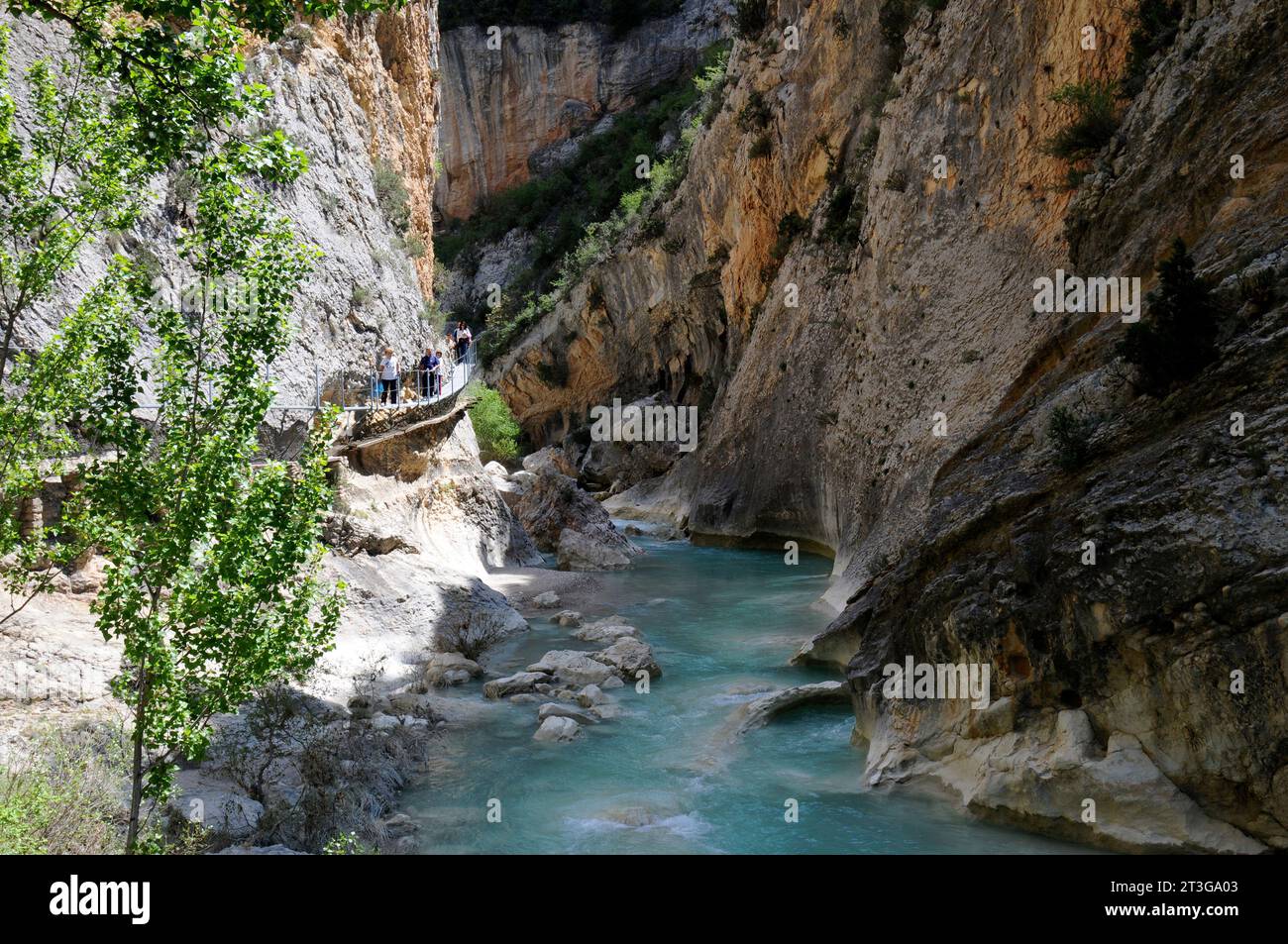 Rio Vero Canyon, walkway route (Ruta de las pasarelas) near Alquezar ...