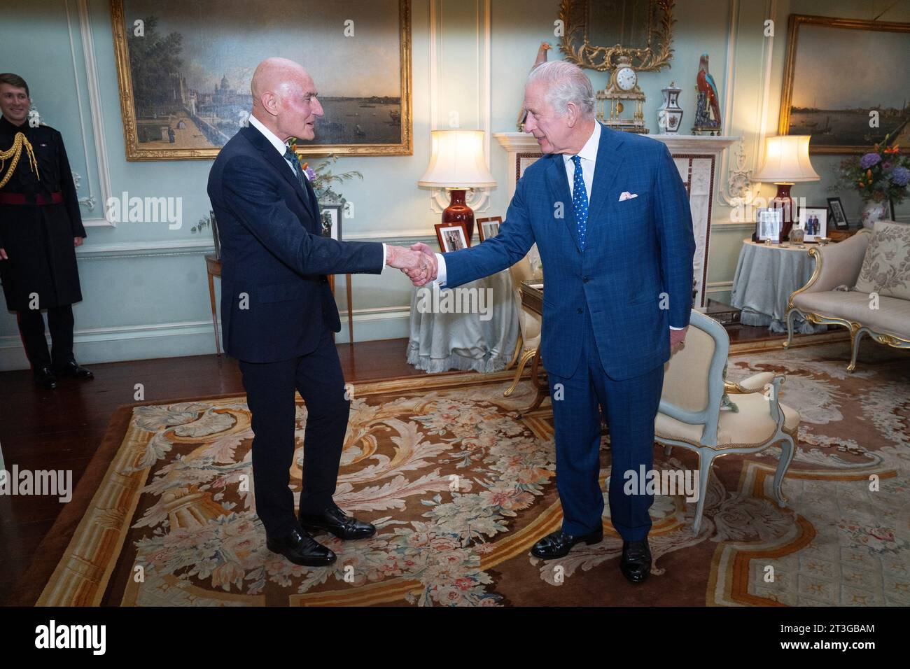 King Charles III (right) receives the Administrator of the Northern ...