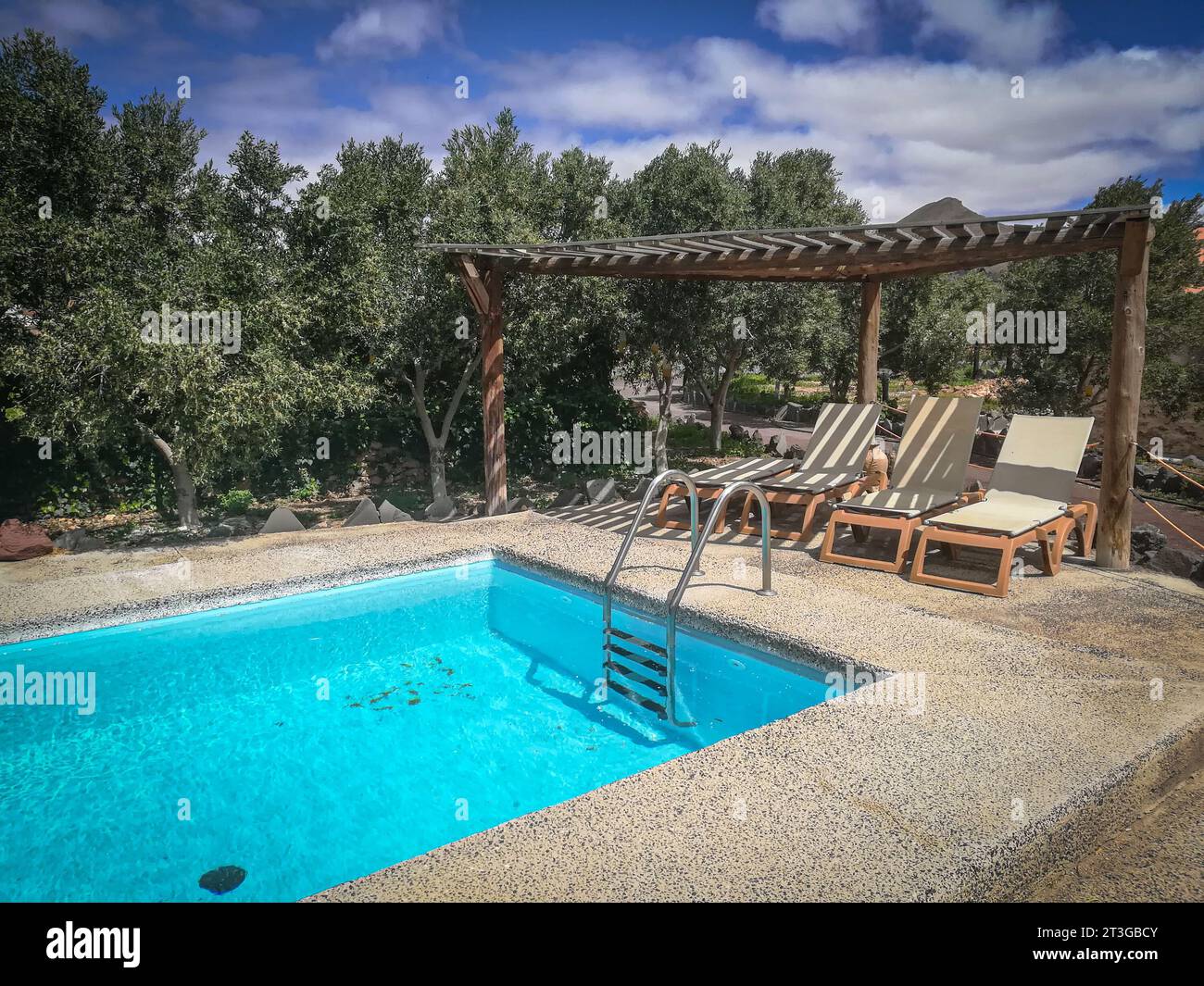 Swimming pool in a luxury villa with deck chairs. Madeira Island, Portugal Stock Photo - Alamy