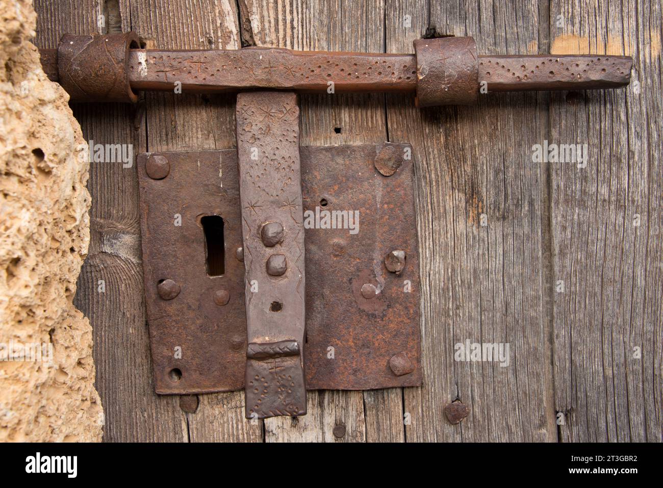 Virgen de las Fajanillas hermitage (16th century), lock door detail ...