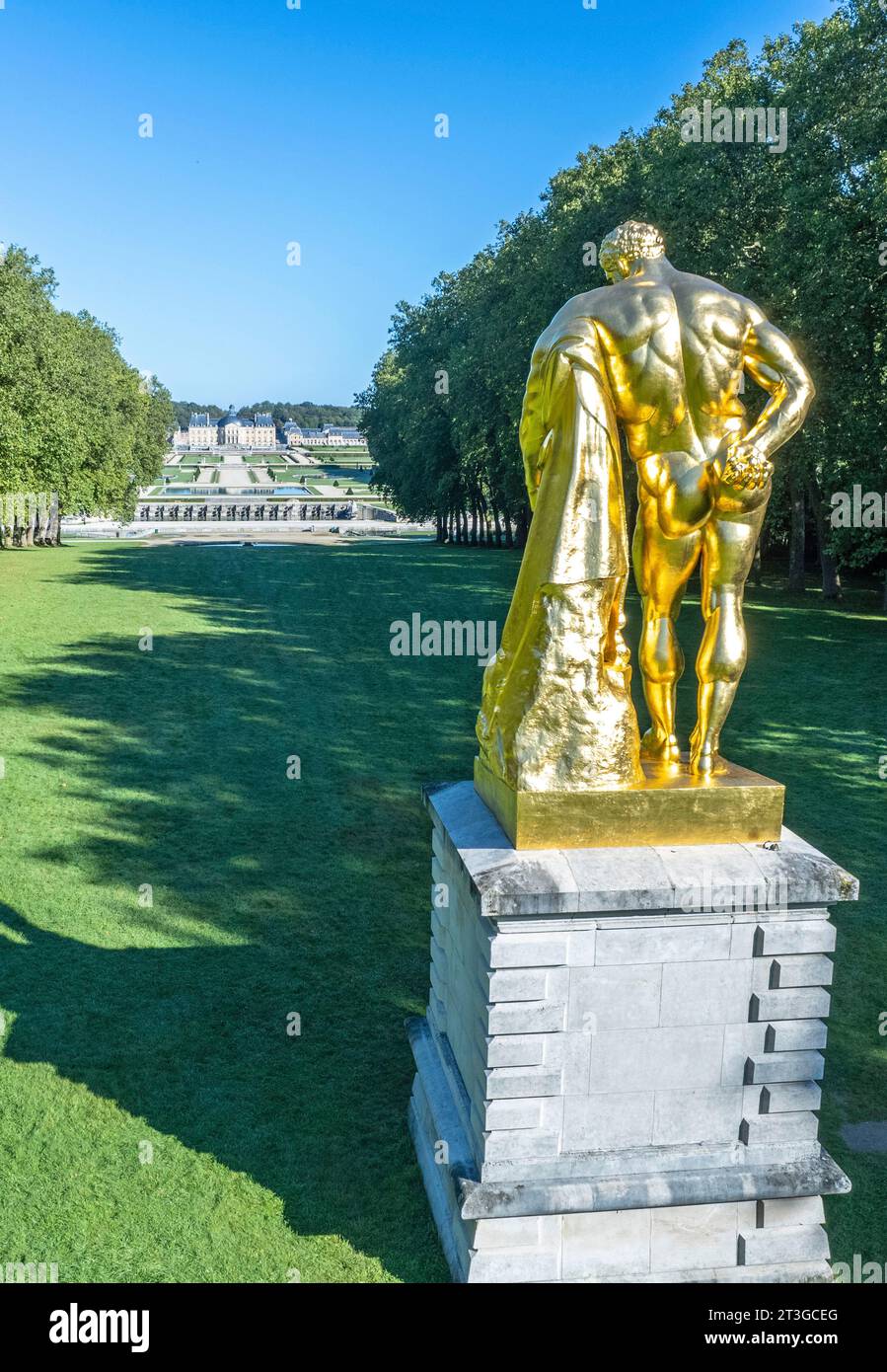 France, Seine et Marne, Maincy, Vaux le Vicomte castle, sculpture of ...