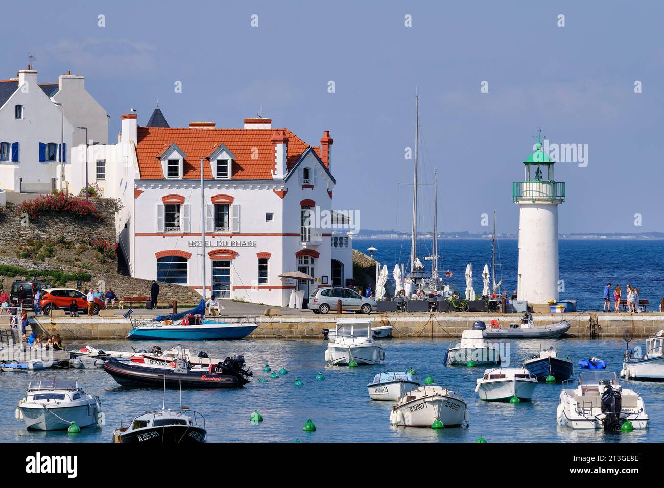 France, Morbihan, Belle Ile en Mer, Sauzon, the lighthouse and the ...