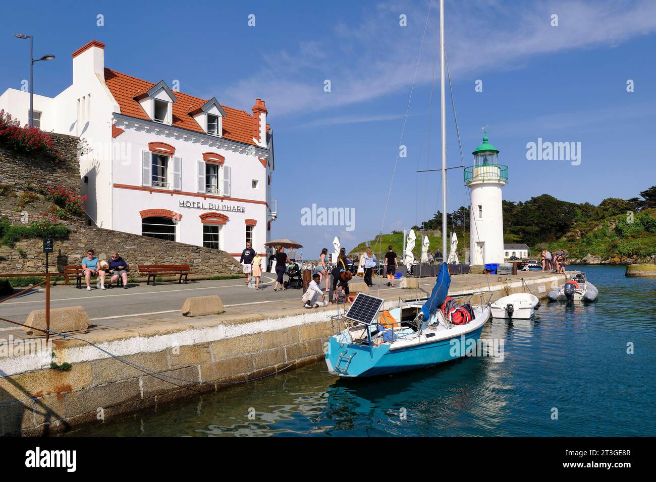 France, Morbihan, Belle Ile en Mer, Sauzon, the lighthouse and the ...