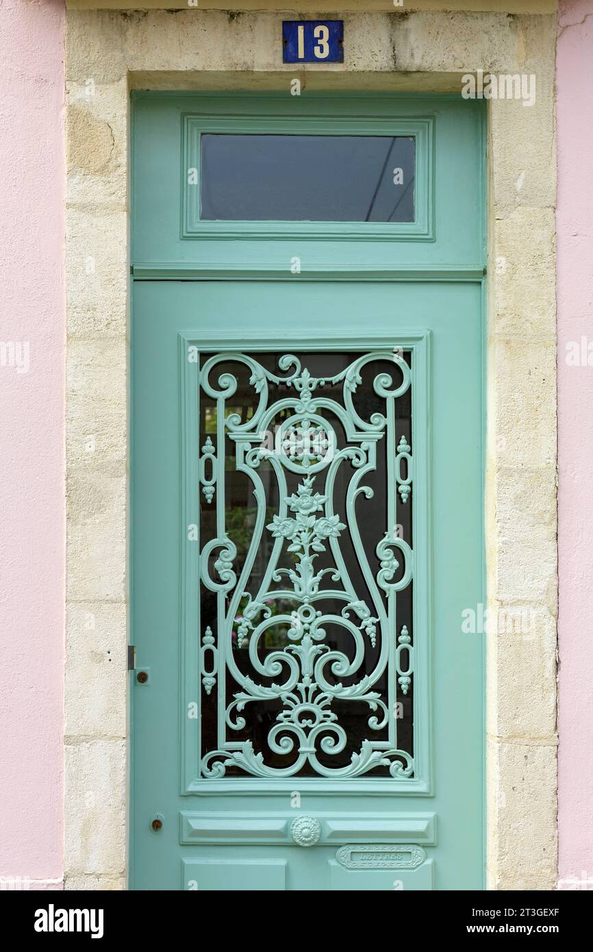 France, Charente Maritime, Chatelaillon plage, door and facade of a ...