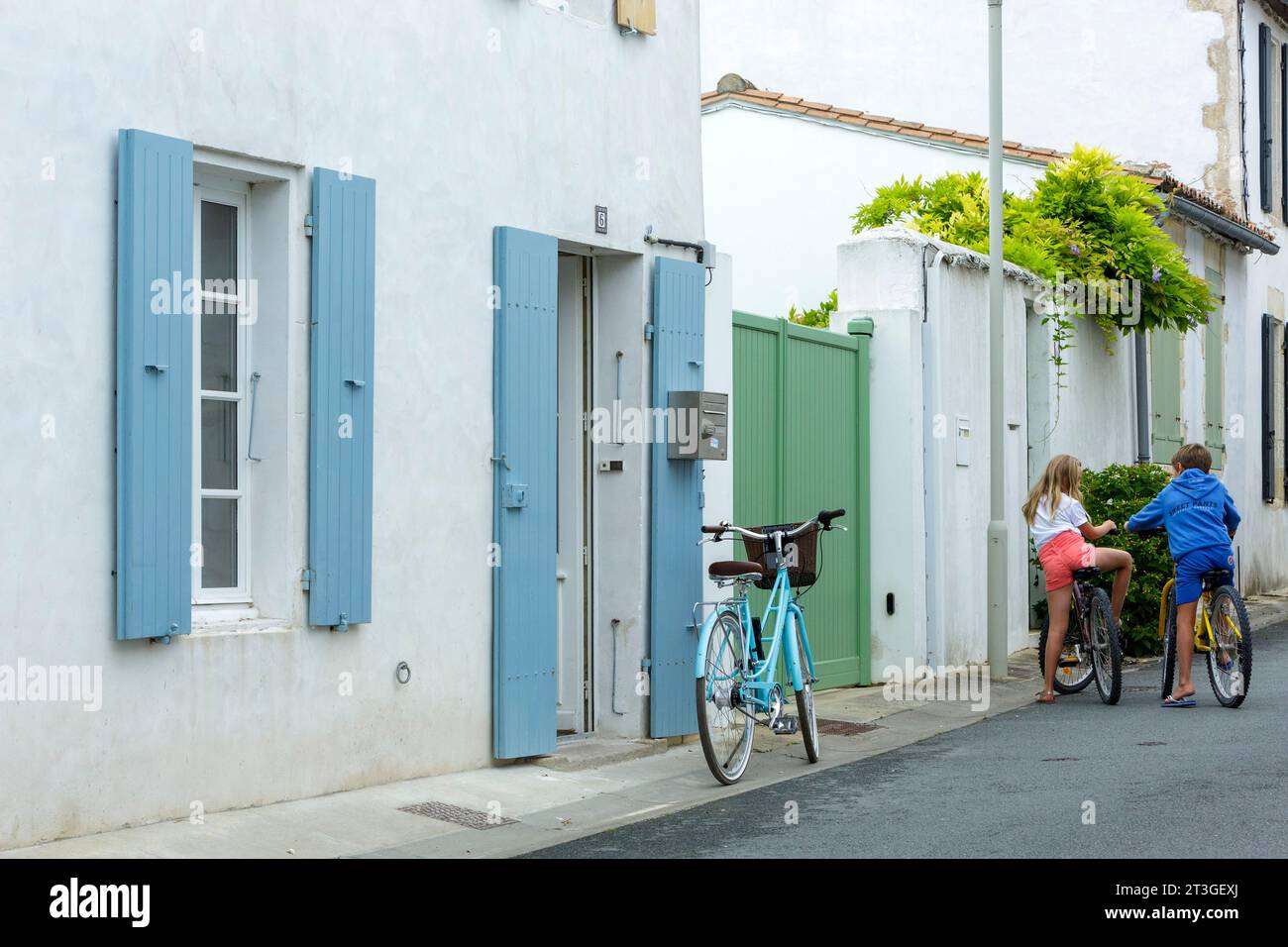 France, Charente Maritime, Ile de Re, Loix, facades of houses and ...