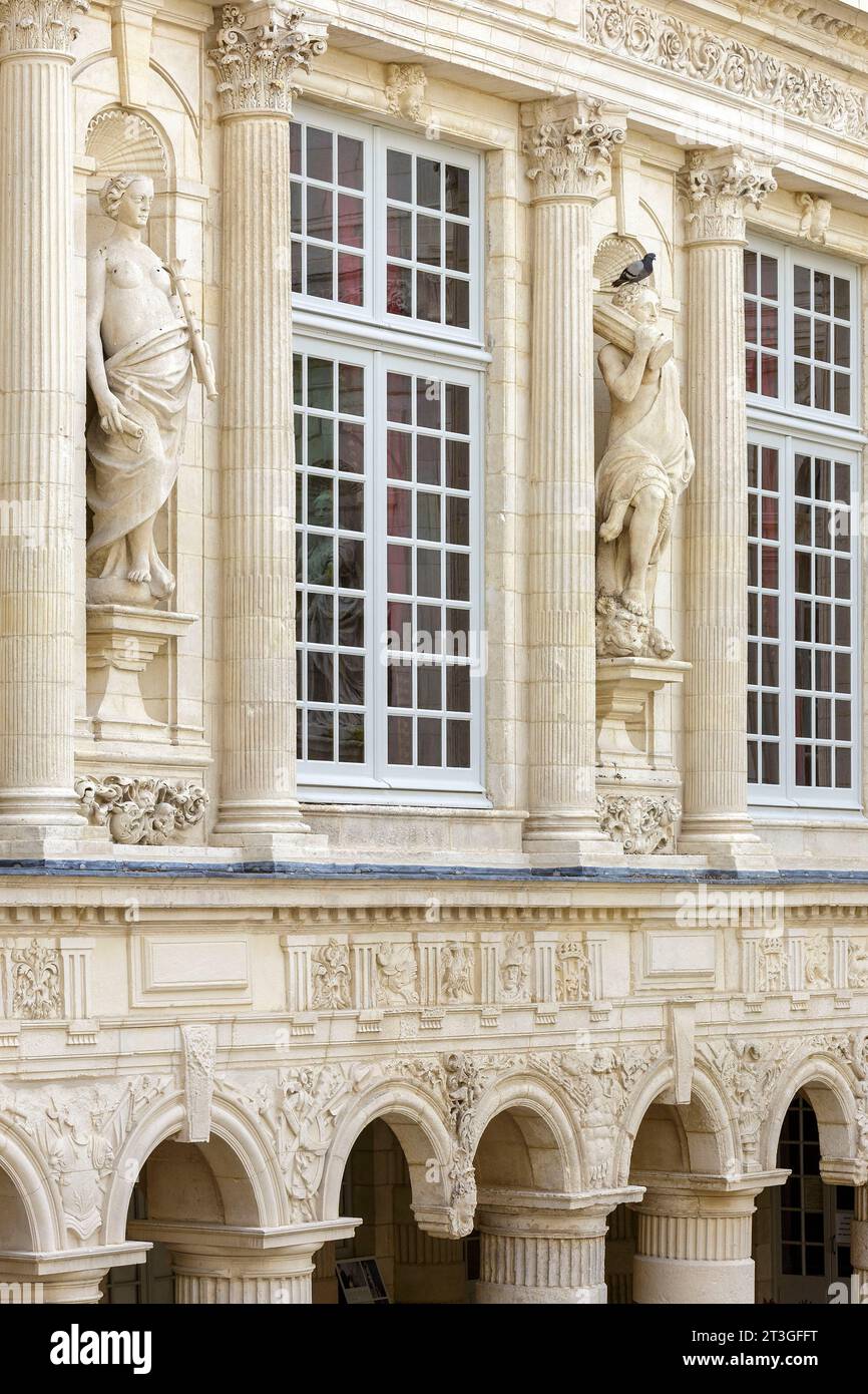 France, Charente Maritime, La Rochelle, statues on the inner courtyard ...