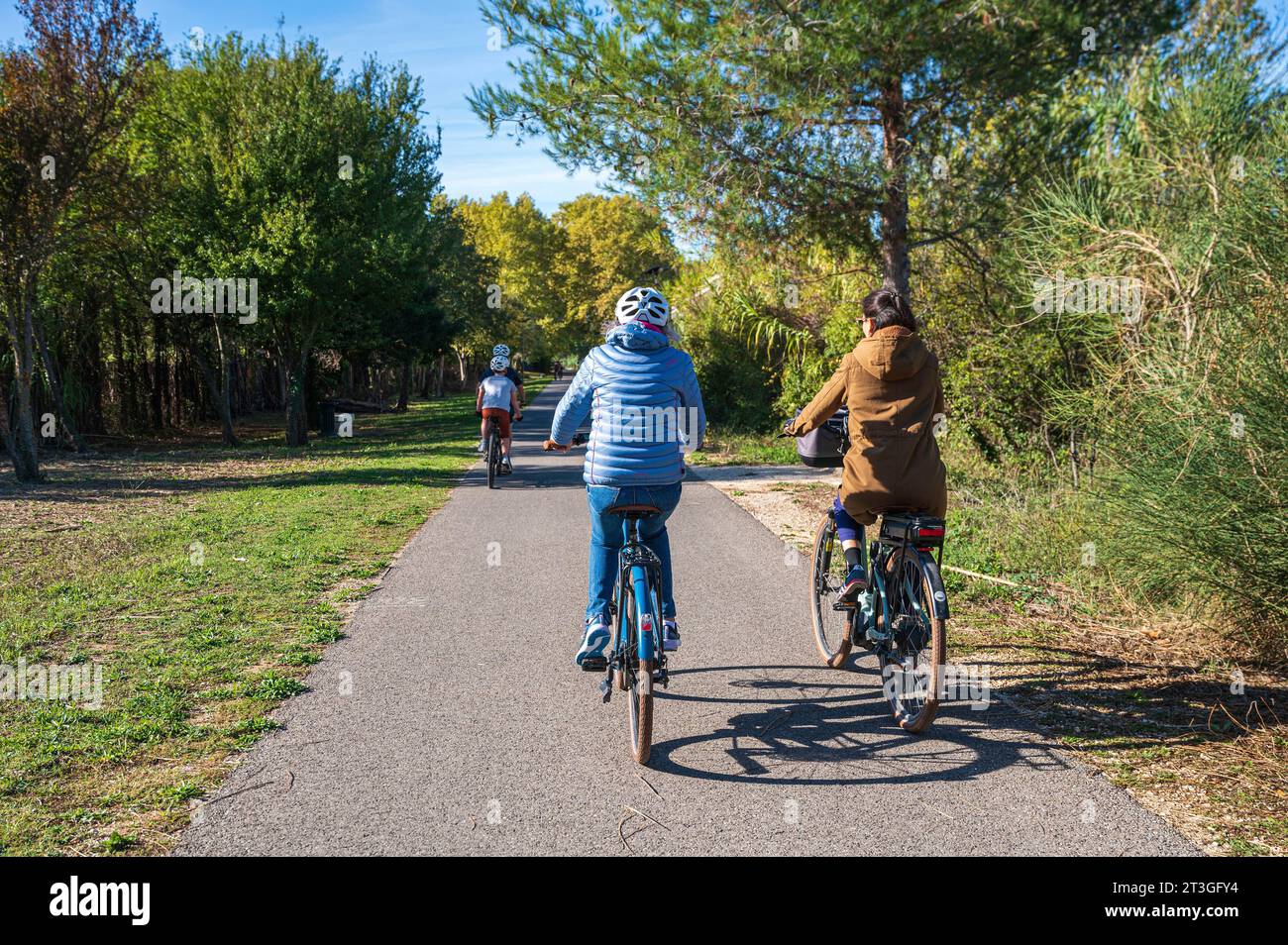 France, Vaucluse, Luberon regional natural park, cycle route on the ...
