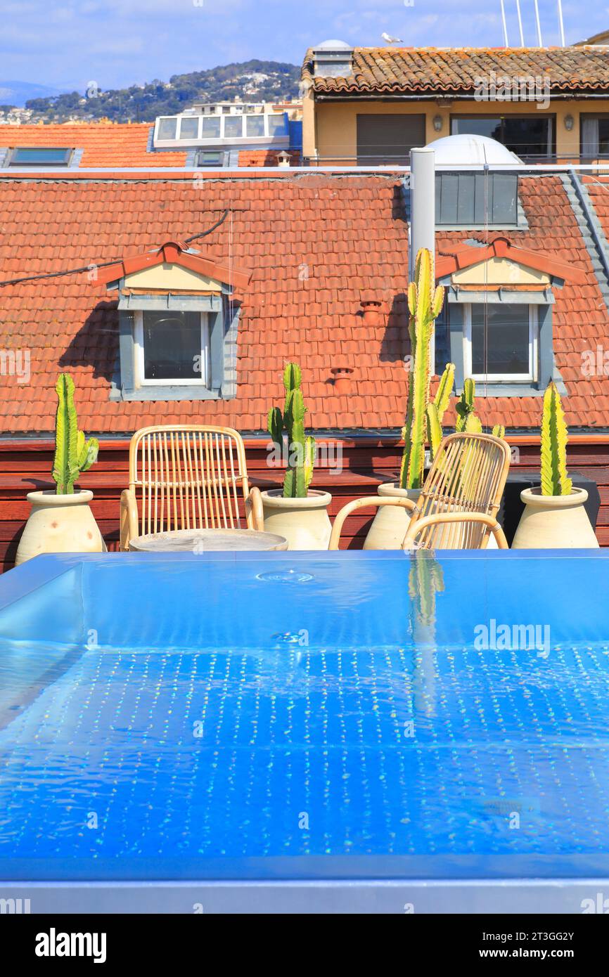 France, Alpes Maritimes, Cannes, Five Seas Hotel, Lounge Bar by Le Roof ...