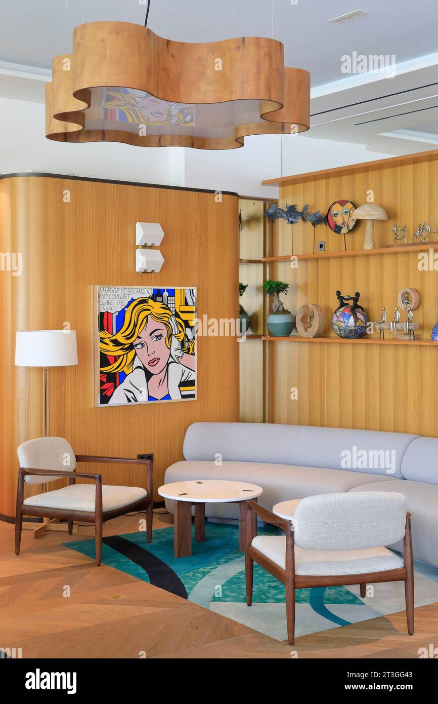 France, Alpes Maritimes, Cannes, La Croisette, Hotel Mondrian, lobby ...