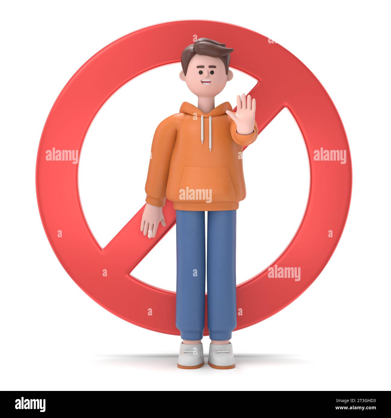 3d man stop sign illustration hi-res stock photography and images - Alamy