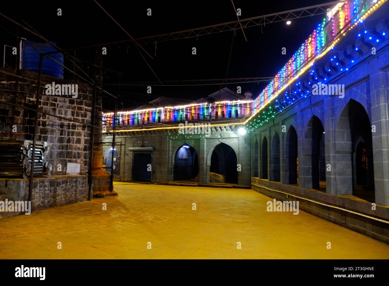 24 October 2023, Devotee at Jejuri fort, night Scene at Khandoba Temple ...