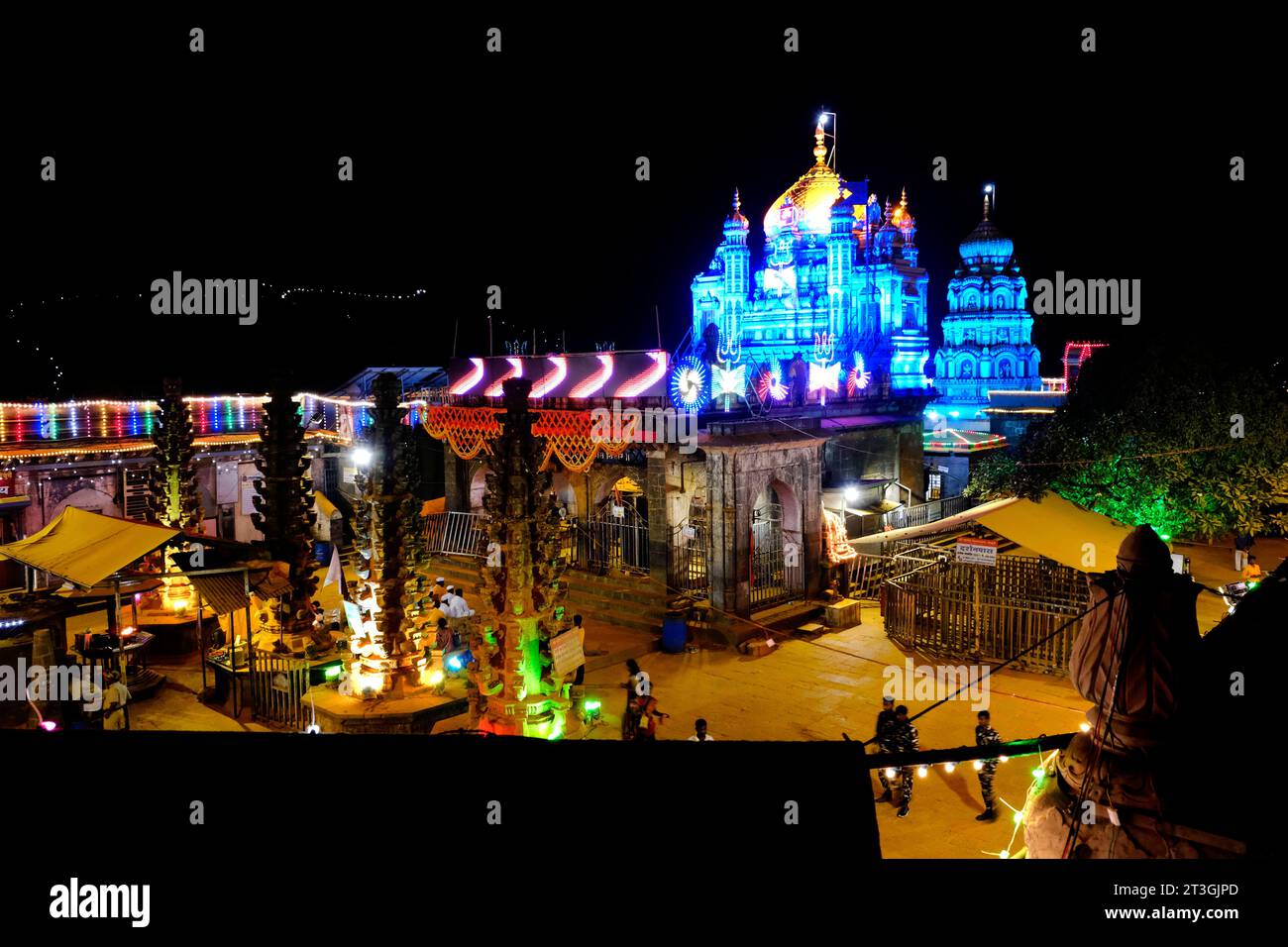 24 October 2023, Devotee at Jejuri fort, night Scene at Khandoba Temple ...