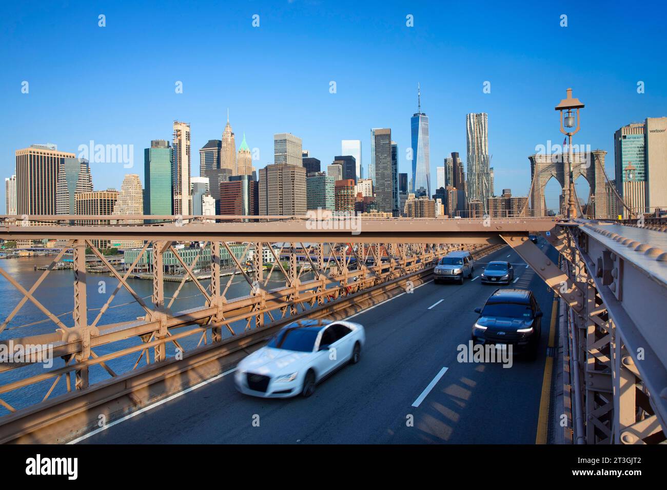 United States, New York State, Manhattan, On the Brooklyn bridge Stock ...