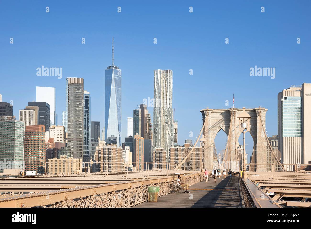 United States, New York State, Manhattan, On the Brooklyn bridge Stock ...
