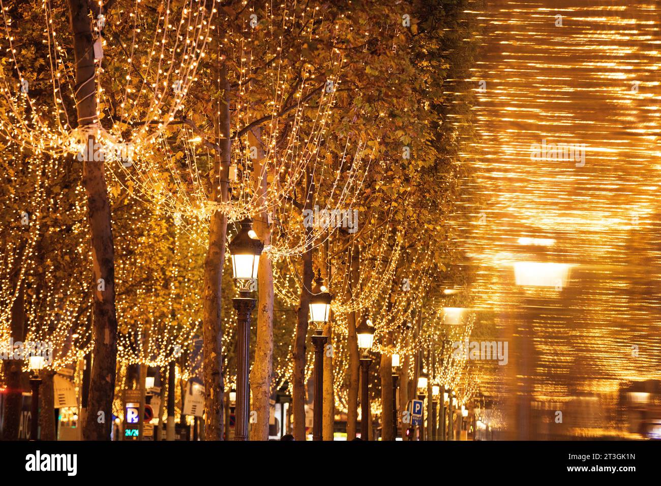 France, Paris, The Champs Elysees, Christmas illuminations by Blachere Iluminations Stock Photo ...