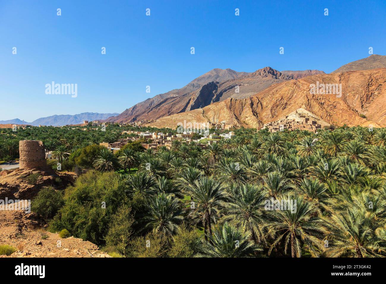 Sultanate of Oman, Birkat Al Mouz, the oasis and the village Stock ...